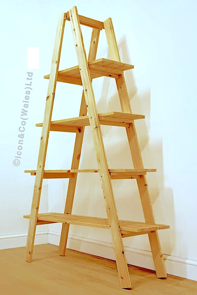 ladder shelf units pop-up furniture from Icon+Co grey ladder book shelf