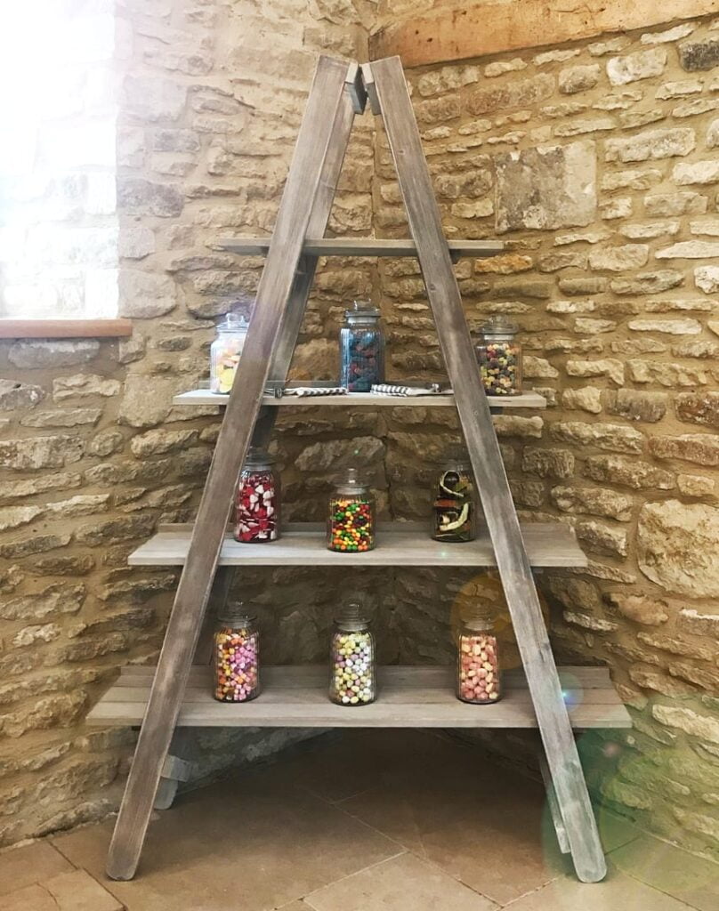 ladder shelf units pop-up furniture from Icon+Co grey ladder book shelf