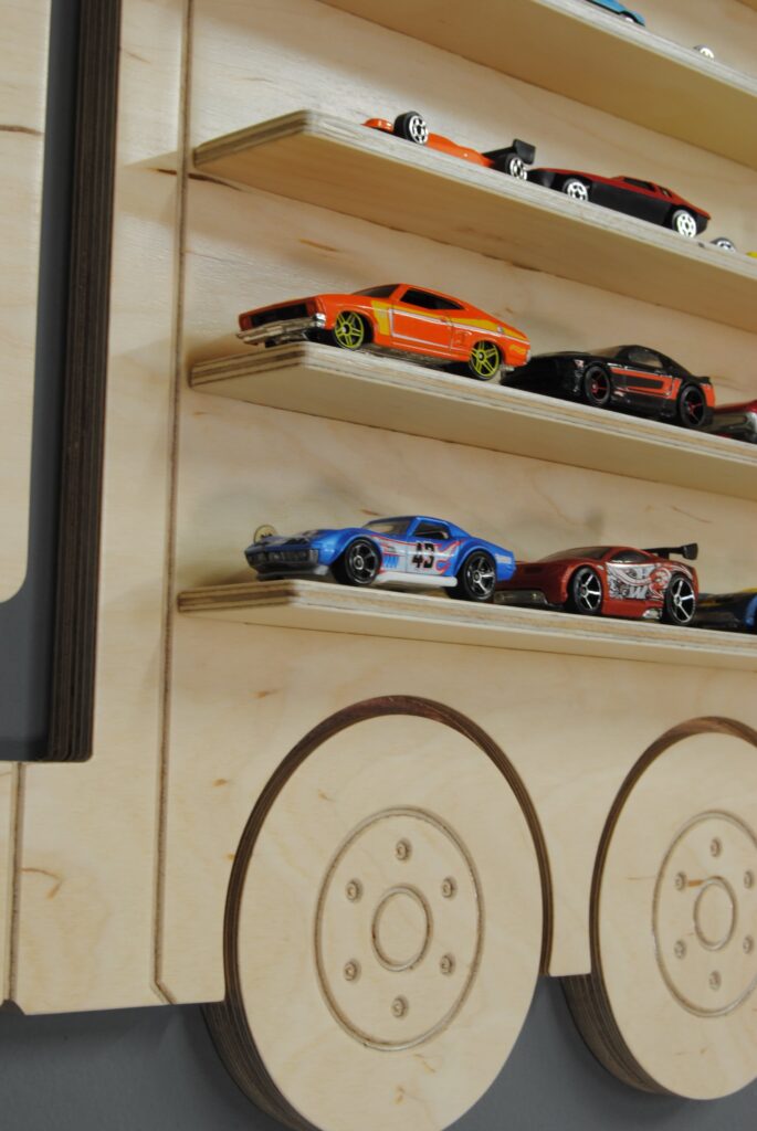 Toy car storage & display shelf by Icon & Co. Boys gift ideas Hot Wheels