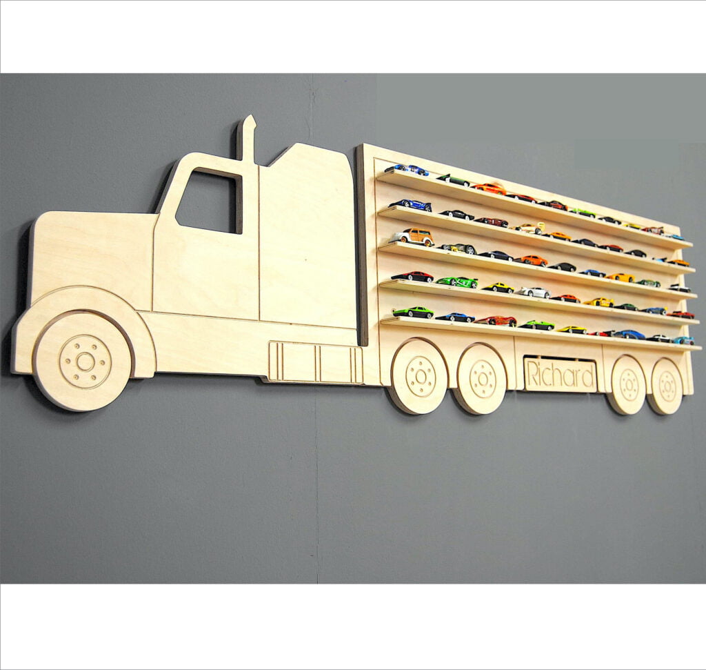 Toy car storage & display shelf by Icon & Co. Boys gift ideas Hot Wheels